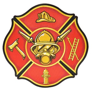 ミリタリーパッチ ワッペン赤地に黄色の刺繍が映えるFirefighterデザインのパッチFirefighter(消防士)を表すデザインの赤色のパッチ。パッチには、斧・はしご・給水栓・キャップ・消防士マスクの刺繍が施されています。裏面にアイロ...