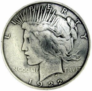 コインコンチョ クラフトパーツ1922年のワンダラー、コインコンチョのレプリカです。モルガンダラーの後に発行された羽をたたんで休息している鷹は平和を表しておりピースダラーと呼ばれるとのこと。E Pluribus Unumはラテン語で『多数か...