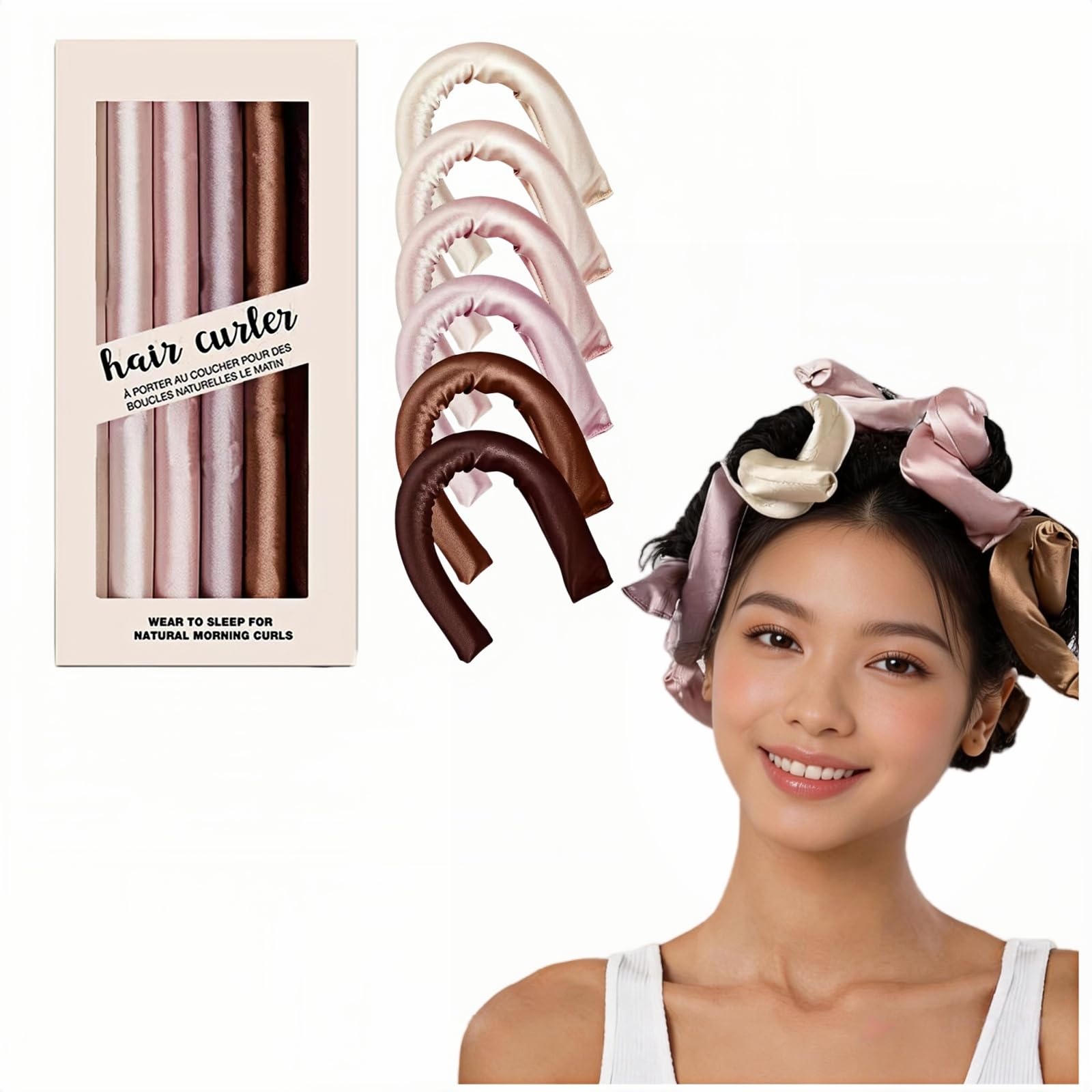 【寝ながら巻き髪】就寝前に髪を挟むだけで、朝起きたら理想のゆるふわカールが完成！忙しい朝のスタイリング時間を短縮します。電源不要でヒートレスなので、髪や頭皮への熱ダメージを徹底カット。 【簡単はさんであがる】慣れない手間いらず。髪の毛先を内...