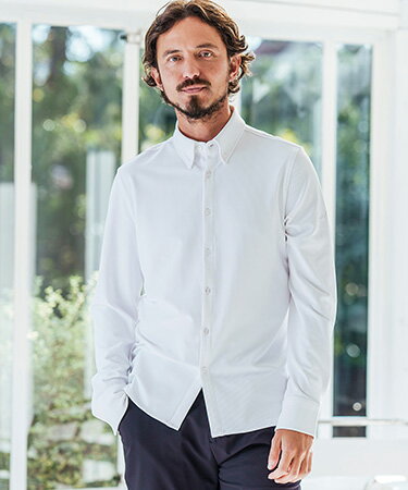 WHITE ▼製品説明 【by CAMBIO】 --CAMBIO -- 181cmのモデルが4(L)サイズを着用。ブランド史上、最も伸びる。「トビキリ」快適な服。驚異の『伸び率200％』【TOBIKIRI STRIPEシリーズ】●身体に一切...