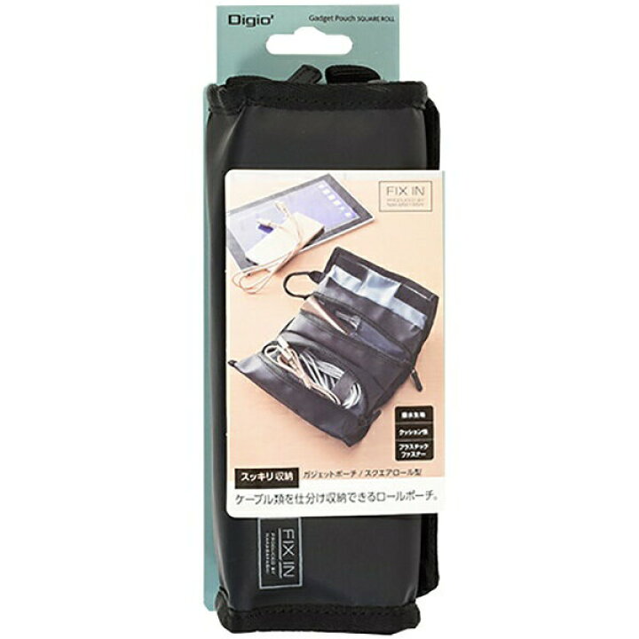 家電　　ナカバヤシ FIX IN ガジェットポーチ ロールポーチ ブラック SZC-GDP06BK 型番 SZC-GDP06BK 色 ブラック 素材 ポリエステル600D(PVCcoat) 仕様 ロール型収納 サイズ(cm) W80×D80...
