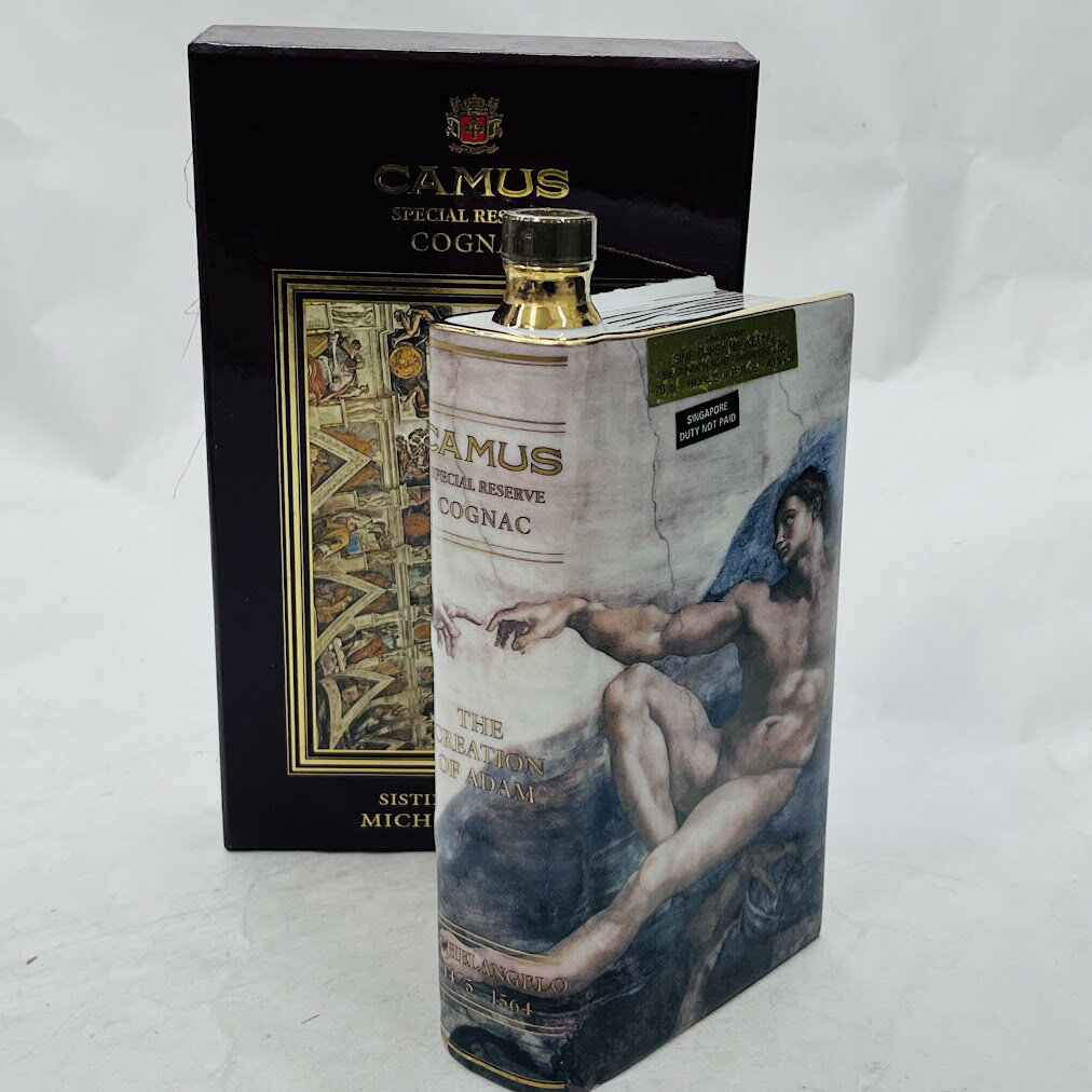 洋酒　　カミュ ブック ミケランジェロ クリェーション オブ アダム 700ml（オールドボトル）替え栓なし箱内汚れ破れあり 内容量 (ml) 700 アルコール度数 40 原産国 フランス 付属品 箱難あり ※古酒につきコルクが破損しやす...