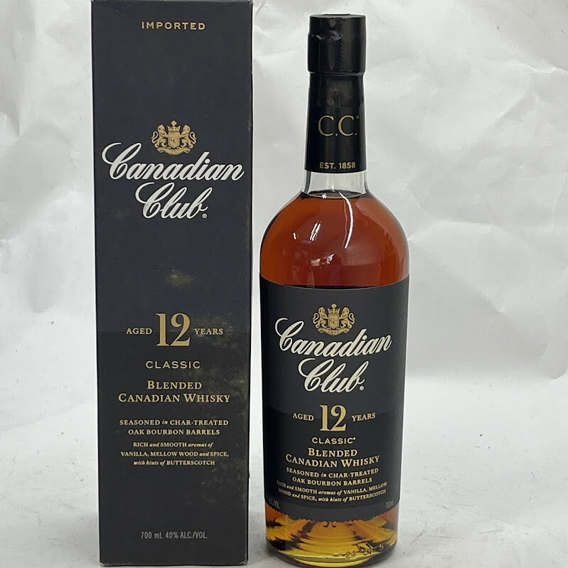 洋酒　　カナディアンクラブ クラシック 12年 ウイスキー カナダ 700ml 内容量 (ml) 700 アルコール度数 40 原産国 カナダ 付属品 箱 ※古酒につきコルクが破損しやすいです。慎重に開栓しましてもきっと起こります。コルクは...