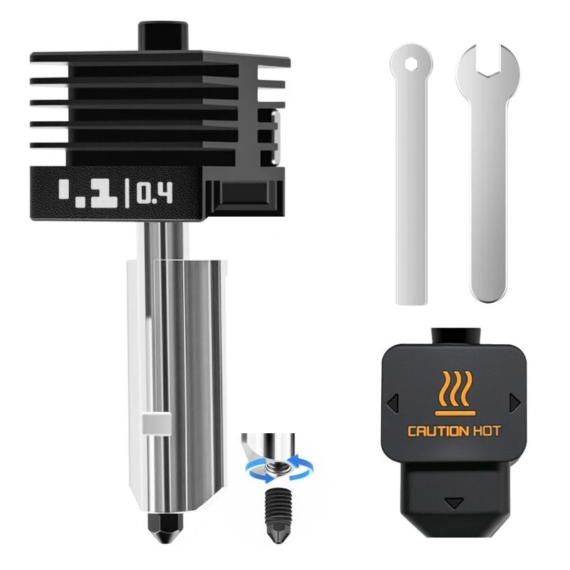 0.4mm H2D Combo ホットエンド クイックスワップ硬化スチールノズル高温エクストルーダープリントヘッド交換用 シリコンカバー付きBambu Lab H2D Combo/A1/A1ミニ3Dプリンタと互換性あり【0.4mm高精度ノズ...