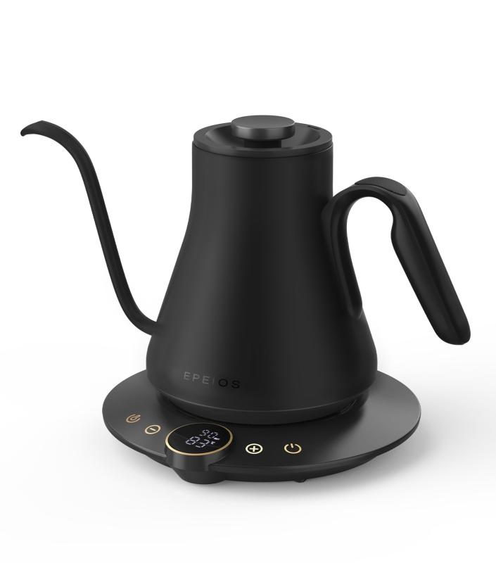 エペイオス(Epeios) 電気ケトル コーヒーケトル ケトル 電気 1°C単位の精密調節 ドリップケトル コーヒーポット 細口ドリップ LED表示パネル 電気ポット ドリップ ポット コンパクト0.9L 1040W/