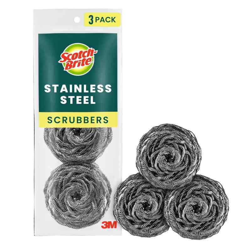 3M Scotch-Brite Stainless Steel Scouring Pad, 3-Pad [並行輸入品]3つのディッシュスクラバー:このスコッチブライトステンレススチールスクラバーのパックには、3つのスクラバーが含まれています...