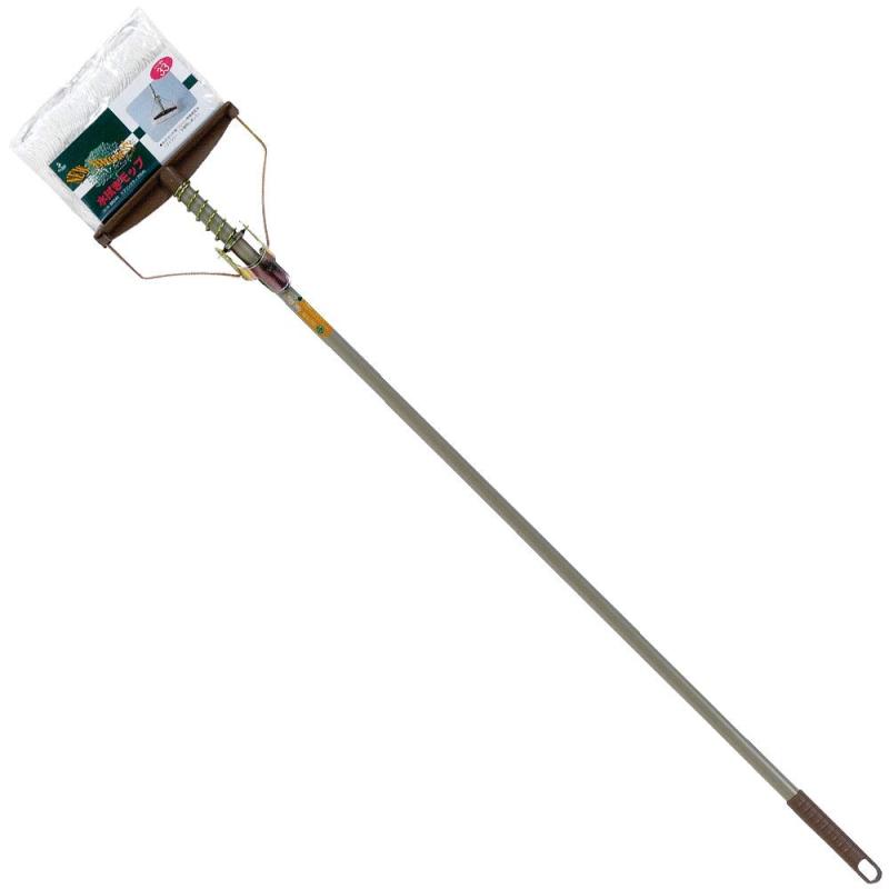 アズマ 水拭きモップ New-Broenieスプリングモップ15XL 拭き幅24cm 柄の長さ123cm 糸のヨリが戻りにくい N‐BR244【レバーで簡単装着、しっかり固定】レバーを引き下げれば緩み、レバーを引き上げれば固定します。レバー...