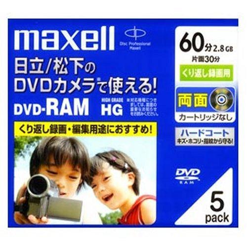 maxell ビデオカメラ用 DVD-RAM 60分 5枚 10mmケース入 DRM60HG.1P5S A規格:RAM / 容量(GB):2種類:AV用 / 記録面:両面1層入数:5盤面印刷:不可著作権保護:非対応