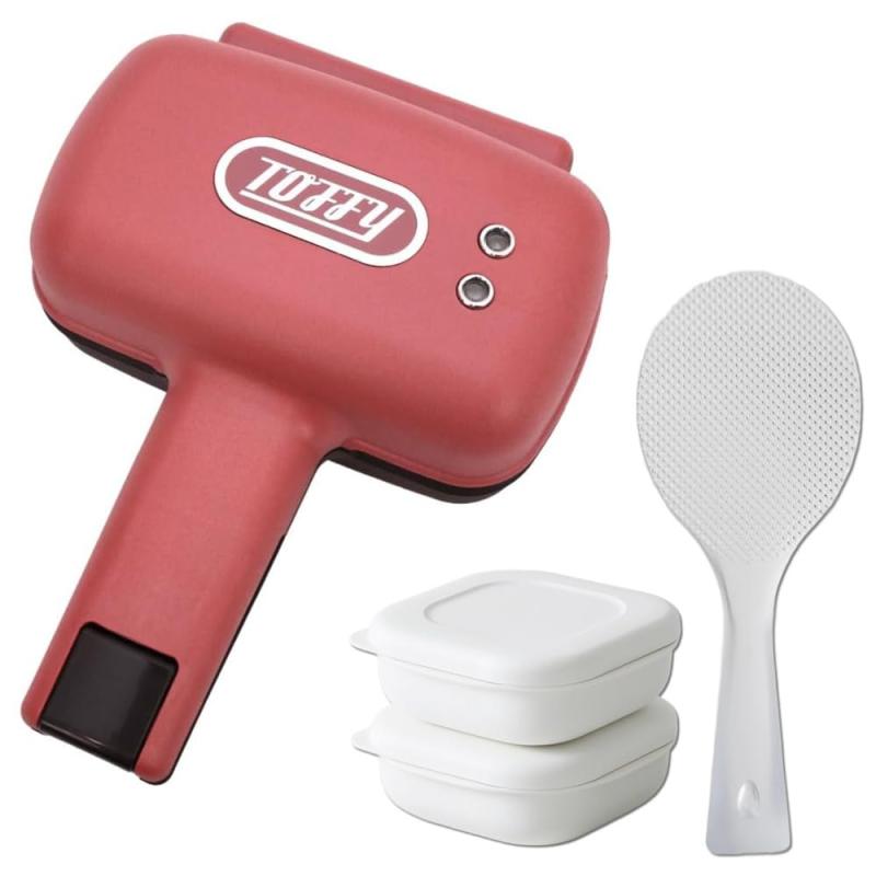 Toffy トフィー ホットサンドメーカー 1枚焼き K-HS3-RS ラズベリー ＆ マーナ 極冷凍ごはん容器 2個入り K748W ＆ マーナ 立つしゃもじ K555CL 3点セット【Toffy トフィー ホットサンドメーカー 説明1】...