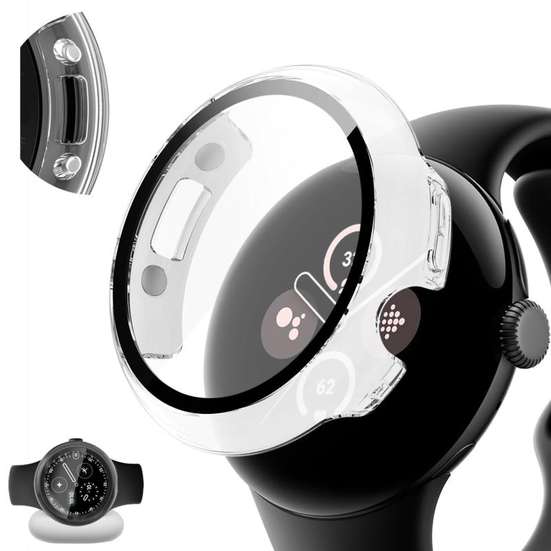 GYOKUYU [充電一体型カバー] FOR Google Pixel Watch 4 41mm/45mm保護ケース グーグル ピクセルウォッチ4充電補助アダプター一体型カバー 充電中ケース取り外し不要 充電対応 ガラスフィルム（41mm/...