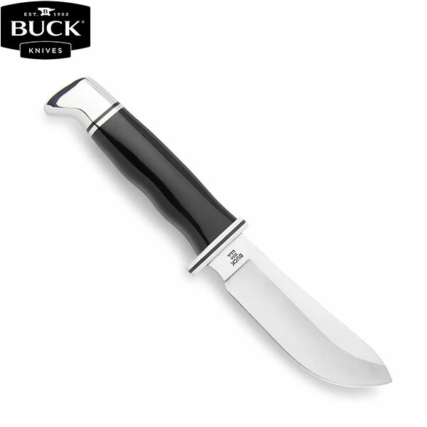 BUCK KNIVES バックナイフ 103 スキナーはハンティングで捕らえた獲物や、大きな肉塊の皮などを剥ぐのに最適なナイフです。手の形にフィットするようにハンドルが形成されており、ブレードが先端に向かって平たく、幅広くなることによって広...