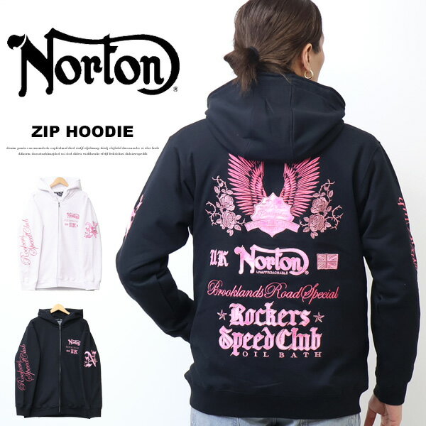 Nortonより新作スウェットジップパーカーが登場しました。 素材にはNortonらしい、しっかりとした裏毛スウェットを採用。刺繍とワッペン駆使した豪華なデザインが存在感抜群の1枚。Nortonお得意の桜ピンクシリーズです。サイズ感は標準。...