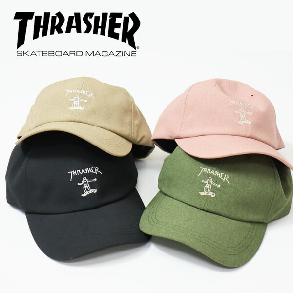 THRASHER（スラッシャー）から新作キャップが登場しました。 マークゴンザレスのアートロゴをフロントとバックに刺繍したベースボールキャップ。バックのアジャスターでサイズ調節が可能なので、ユニセックスで使用可能。シャリ感のあるボディで普段...