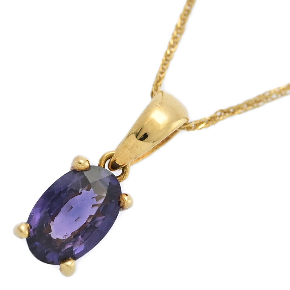 美品 1点モノ SA0.57ct 1粒 サファイア シンプル ネックレス ペンダント K18YG/750-1.2g イエローゴールド 9月誕生石 【♀】【A】【レディース】★■607790【中古】お問い合わせ番号 ■607790 (nsaa...