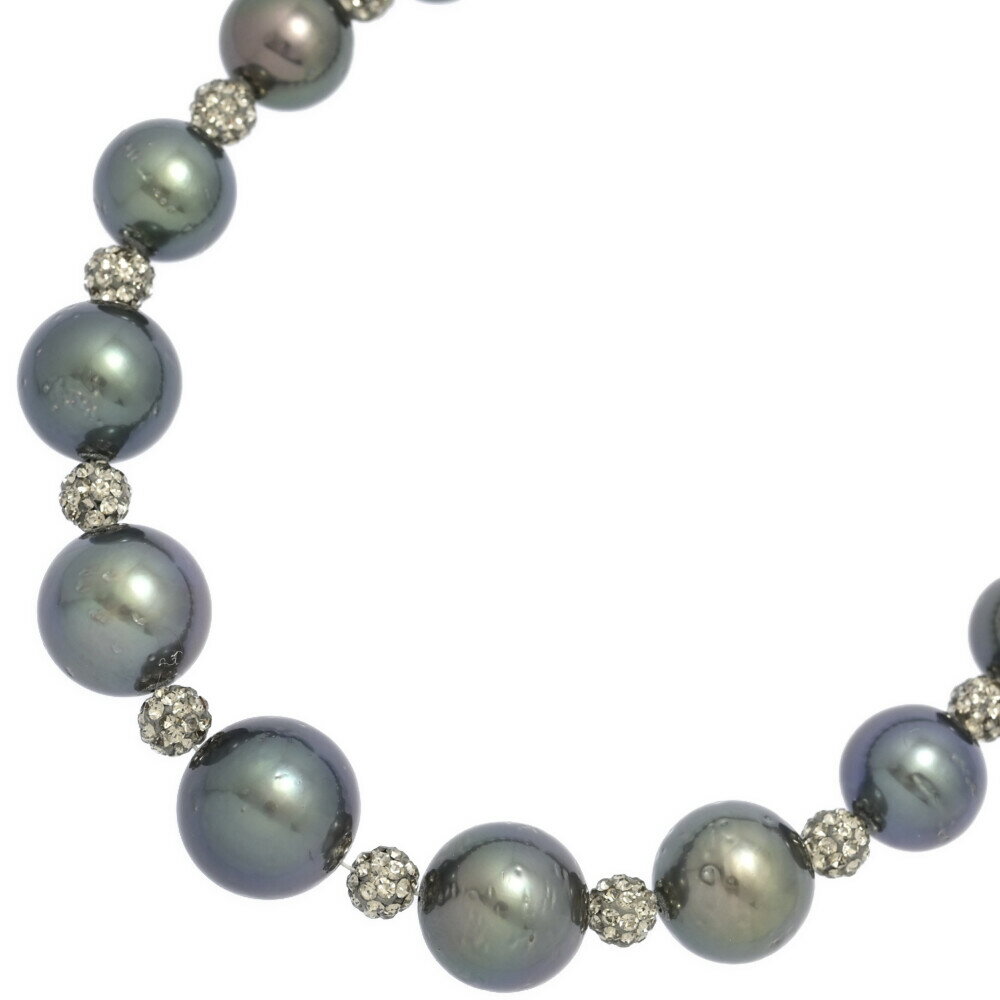 美品 1点モノ 11-15.5mm 黒蝶真珠 クロチョウ タヒチパール ネックレス ペンダント Silver/銀製-84.3g シルバー ラインストーン 【♀】【S】【レディース】★■608139【中古】お問い合わせ番号 ■608139 (...