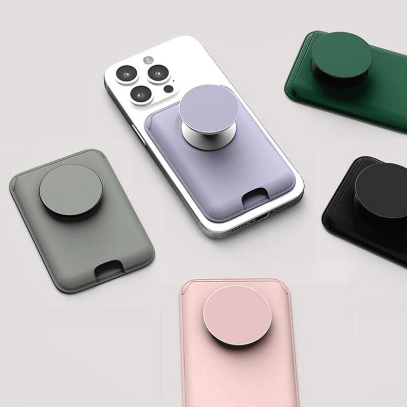 【商品名】 ハンディー 合皮 カード ポケット Magsafe 対応 スマホグリップ スマホスタンド 強力磁石仕様 スマホグリップ グリップホルダー スマホリング シンプル スタンド ホルダー 落下防止 携帯スタンド スマホ グリップスタン...