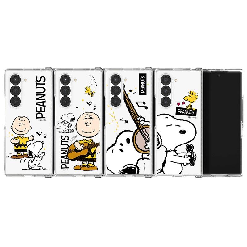 【商品名】 ピーナッツ スヌーピー シング アンド ソング ギャラクシーZフォールド 4 5 6 7 ヒンジ保護 透明 ケース カバー スマホケース PEANUTS SNOOPY SING AND SONG Galaxy Z Fold 4 ...