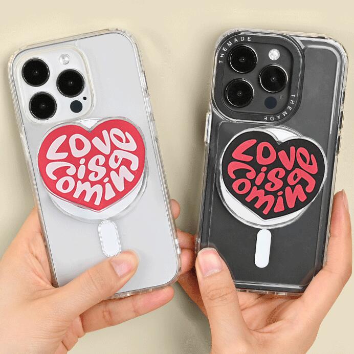 【商品名】 ラブハート Magsafe 対応 スマホグリップ スマホスタンド 強力磁石仕様 かわいい スマホグリップ グリップホルダー スマホリング シンプル スタンド ホルダー 落下防止 携帯スタンド スマホ グリップスタンド マグセーフ...