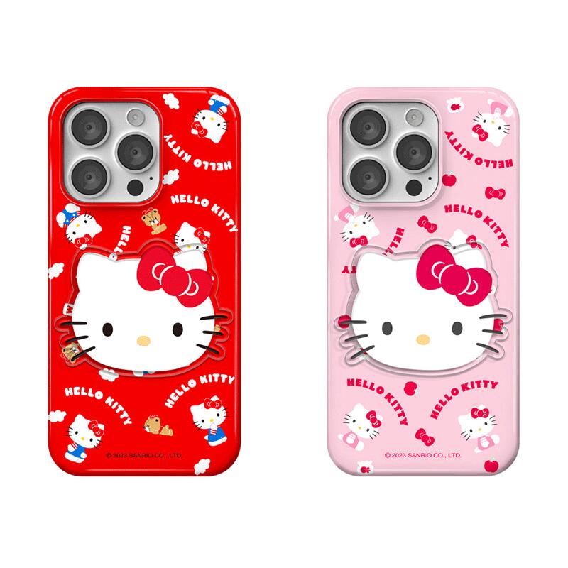 【商品名】 サンリオ ハローキティ ソフト アクリル スマホグリップ iPhone Galaxy スリム ハード ケース カバー スマホケース ハート スマホスタンド グリップホルダー スマホリング シンプル スタンド ホルダー 落下防止 ...