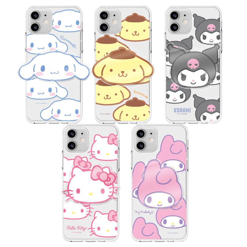 【商品名】 サンリオ ヘッド スマホグリップ iPhone Galaxy 透明ゼリー ケース カバー スマホケース ハート スマホスタンド グリップホルダー スマホリング シンプル スタンド ホルダー 落下防止 携帯スタンド スマホ グリッ...