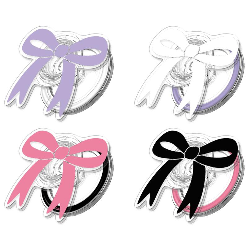 【商品名】 コージー リボン パターン 透明 Magsafe 対応 スマホスタンド 強力磁石仕様 かわいい スマホグリップ グリップホルダー スマホリング シンプル スタンド ホルダー 落下防止 携帯スタンド スマホ グリップスタンド マグ...