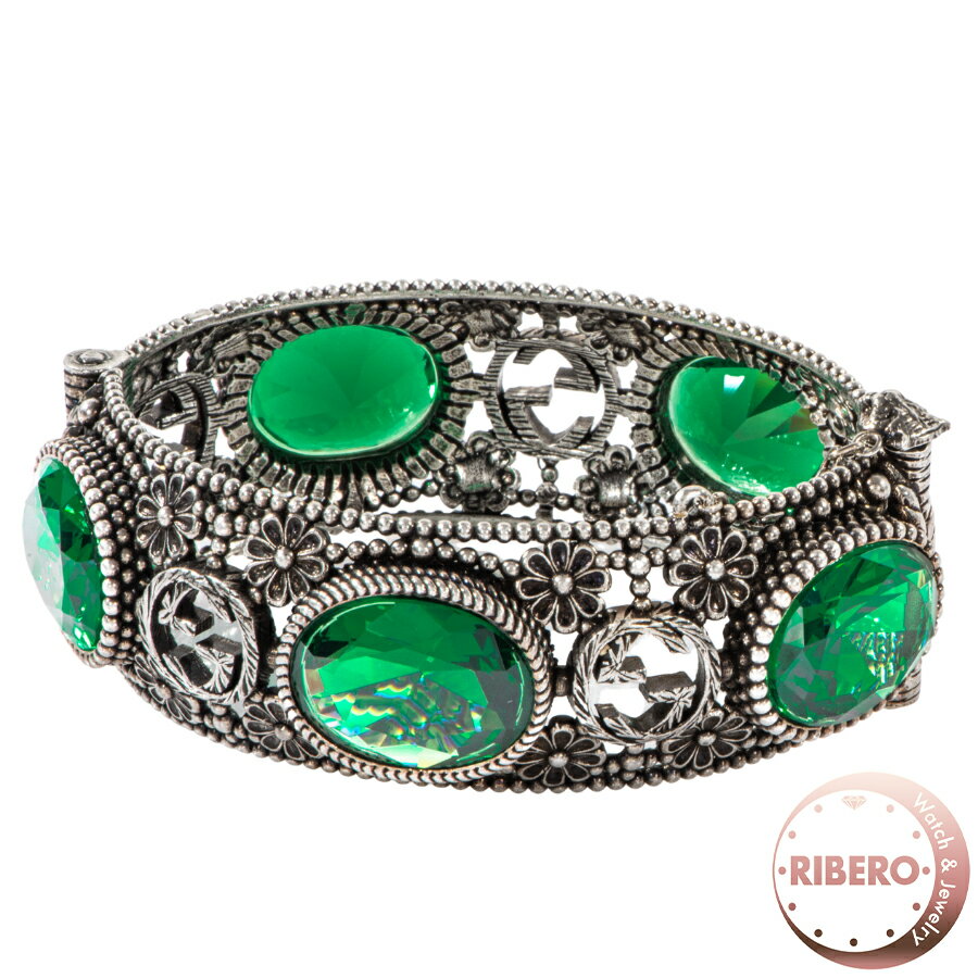 コンディション ※微細な使用傷がございますが、着用時目立つ程ではなく綺麗な状態です。 モデルインターロッキングG フラワー カラー シルバー/グリーン (silver/green) 素材シルバー925/ラインストーン/(silver925/...