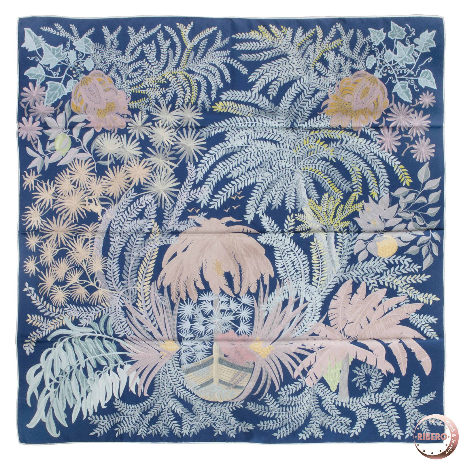 コンディション ※糸ツレ・シミがございますが、着用時目立つ程ではございません。(写真8・9枚目参照) 型番903908S 05 モデルCarre 90 Double Face Le Jardin des Peintres カレ ダブルフェイ...