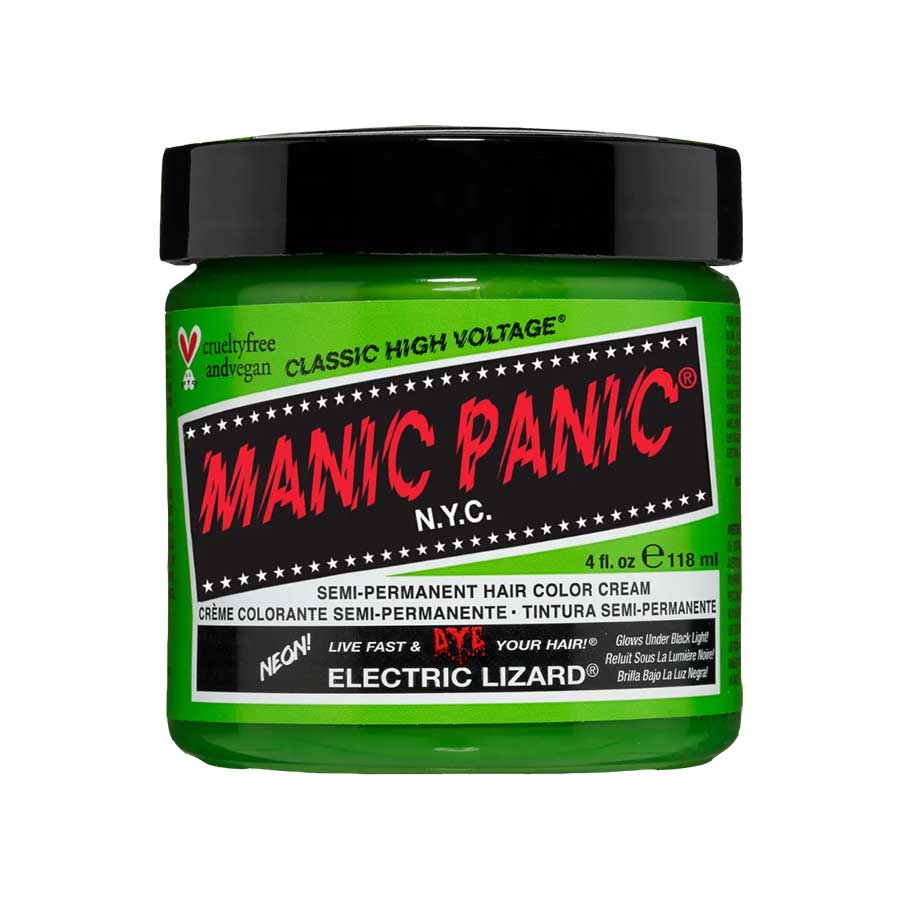 Neon Electric Lizard Hair Color Cream Glows Under Black Light! エレクトリックリザード 色の濃さ・彩度：★★☆☆☆（やや薄め） 内容量： 118ml ブラックライトに反応して光り...