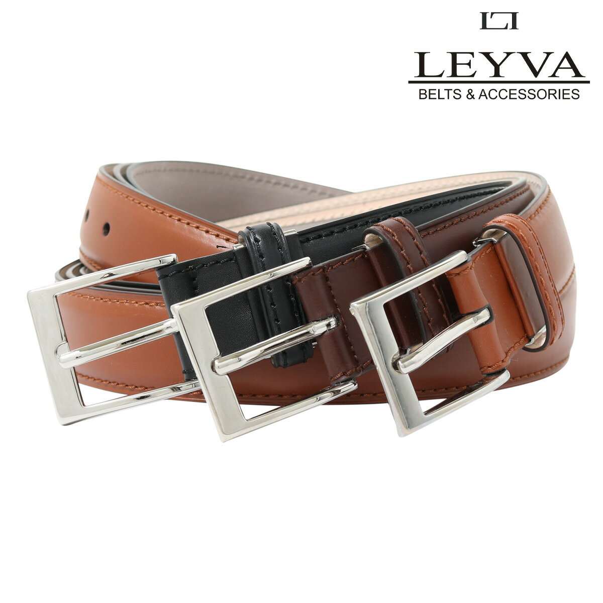 ITEM SPEC COLOR VARIATION ブランド：LEYVA レイバ サイズ：ベルト幅：約3.5cm全長：約115cm尾錠：約W4.7cm×H4.2cmベルト穴：5（2.5cm間隔） カラー：【01】クロ【12】チョコ【14】チ...