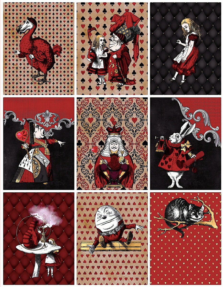 オリジナル 生地 不思議の国のアリス アリス生地 ブロックデザイン ハンドメイド素材 クラフト アップリケ 印象的なワンボイントのデザインは主役にも脇役にもなる頼もしい存在です。 小物作成に適したサイズのブロックデザインです。別の布の上に縫...