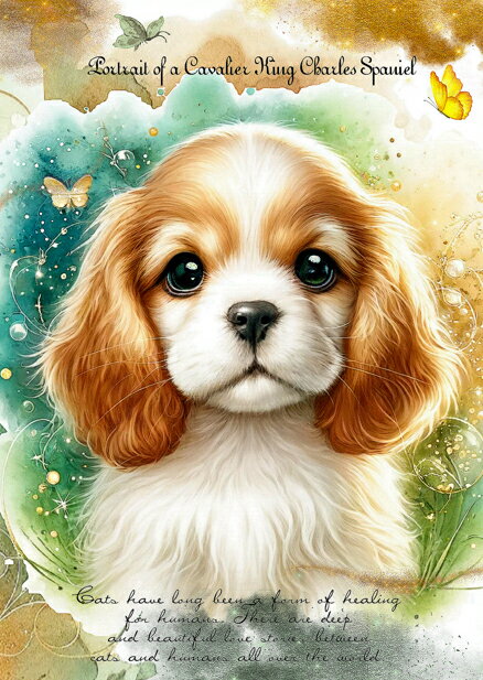 新入荷 オリジナル 生地 犬 ブロックデザイン ハンドメイド素材 パネル生地 キャバリアキングチャールズスパニエル 印象的なワンボイントのデザインは主役にも脇役にもなる頼もしい存在です。 小物作成に適したサイズのブロックデザインです。別の布...