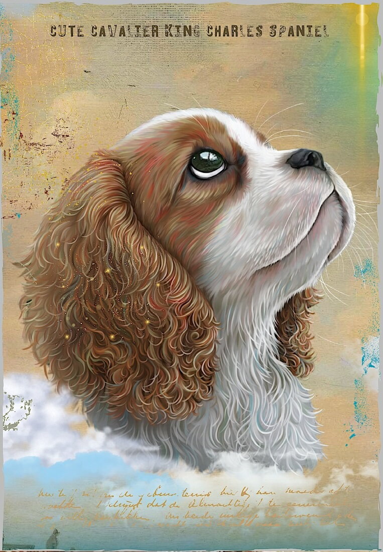 新入荷 オリジナル 生地 犬 ブロックデザイン ハンドメイド素材 パネル生地 キャバリアキングチャールズスパニエル 印象的なワンボイントのデザインは主役にも脇役にもなる頼もしい存在です。 小物作成に適したサイズのブロックデザインです。別の布...