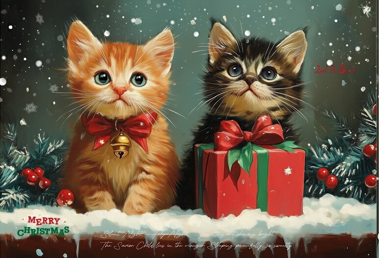 新入荷 生地 ハンドメイド素材 パネル生地 猫 クリスマス 印象的なワンボイントのデザインは主役にも脇役にもなる頼もしい存在です。 小物作成に適したサイズのブロックデザインです。別の布の上に縫い留めたり、貼り付けたりと汎用性のある生地です。...