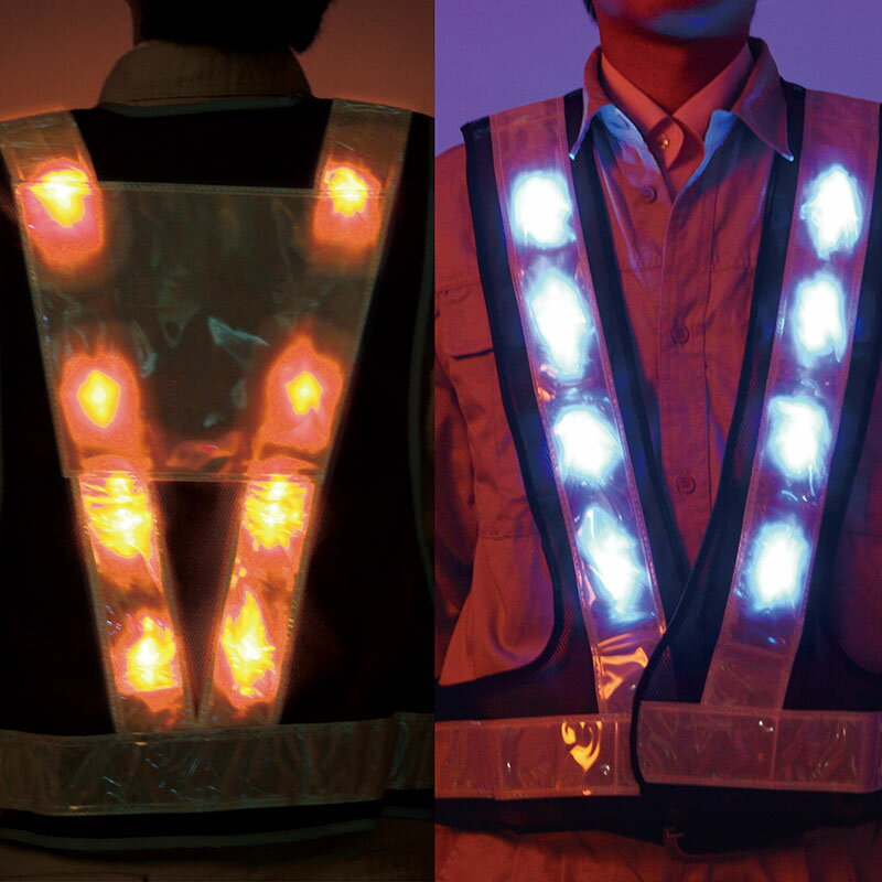 【型番と色（メッシュ/反射材/LED）】 ●LED-BW-B-T：紺/白/青 ●LED-BW-T：紺/白/赤 ●LED-BL-T：紺/ライムイエロー/赤 ●LED-YL-T：黄/ライムイエロー/赤 ●LED-GW-T：緑/白/赤 ●LED-...