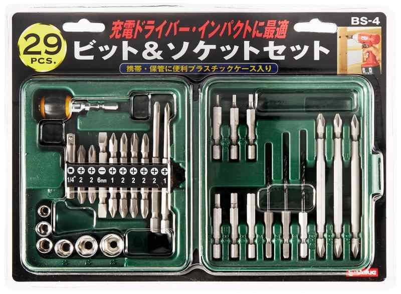 イーバリュー(E-Value) ビット&amp;ソケットセット 充電ドライバー・インパクトドライバー用 29点組 BS-4用途:充電ドライバー・インパクトドライバーに最適なビット・ソケットセット 29ピース仕様:携帯・保管に便利なプラスティ...
