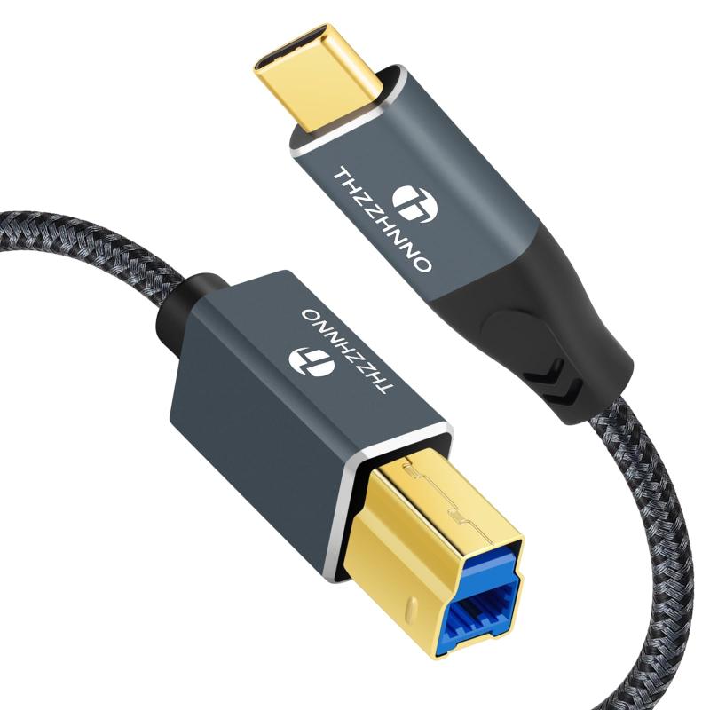 USB B to USB Cプリンターケーブル 1M、USB 3.0 Type C to Type B ドッキングステーション外付けハードドライブスキャナー用安全性と信頼性:絡まらないナイロン織りデザインにより、USB-USB延長ケーブルは...