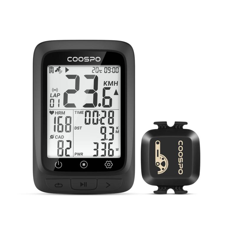 COOSPO BC107 サイクルコンピュータ GPS サイコン ワイヤレス 自転車スピードメーター Bluetooth5.0&amp;ANT+対応 スピード/ケイデンスセンサー付き 自転車/ロードバイク用