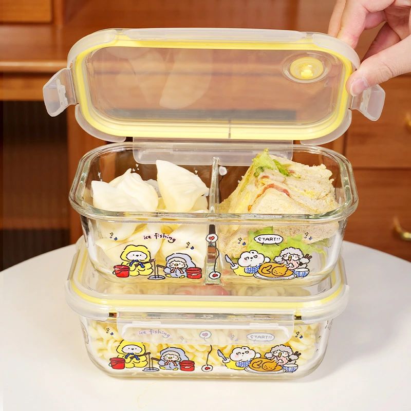 製品説明：現代の生活に合わせて設計された、多用途な食品保存ソリューション、ホウケイ酸ガラス製ランチボックスをご覧ください。忙しいオフィスワーカー、学生、ピクニック愛好家など、どんな方にも電子レンジ対応のこのランチボックスがぴったりです。耐熱...