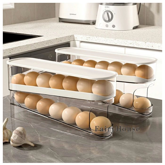 原産国:中国素 材:PP+PET色:ホワイトサイズ:30.3cm*8.5cm*14.2cm※耐久性があり、臭いのない環境、スライドデザイン、物品は冷蔵室で新鮮で、しかも取るのが非常に簡単で、使いやすい.※冷蔵庫内の整理整頓に便利！卵入れ冷蔵...