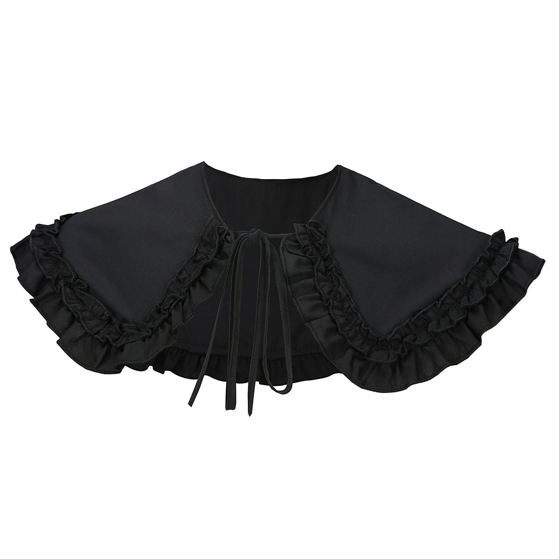 付け襟 つけ襟 つけえり シャツ襟 襟 重ね着 フリル 丸襟 リボン フリーサイズ 襟周り：40cm　肩幅：11cm　着丈：11cm。トップスやワンピースの上にONするだけで、流行のレイヤードスタイルが完成。シンプルなTシャツなどと重ねても...