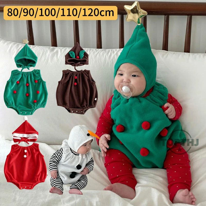 商品名：サンタ コスプレ ベビー クリスマス ロンパース 着ぐるみ【クリスマスをもっと可愛く！】赤ちゃん用のサンタ コスプレロンパースで、家族のクリスマスを特別に演出します！サンタさんやトナカイ、さらにはクリスマスツリーのデザインが施されて...