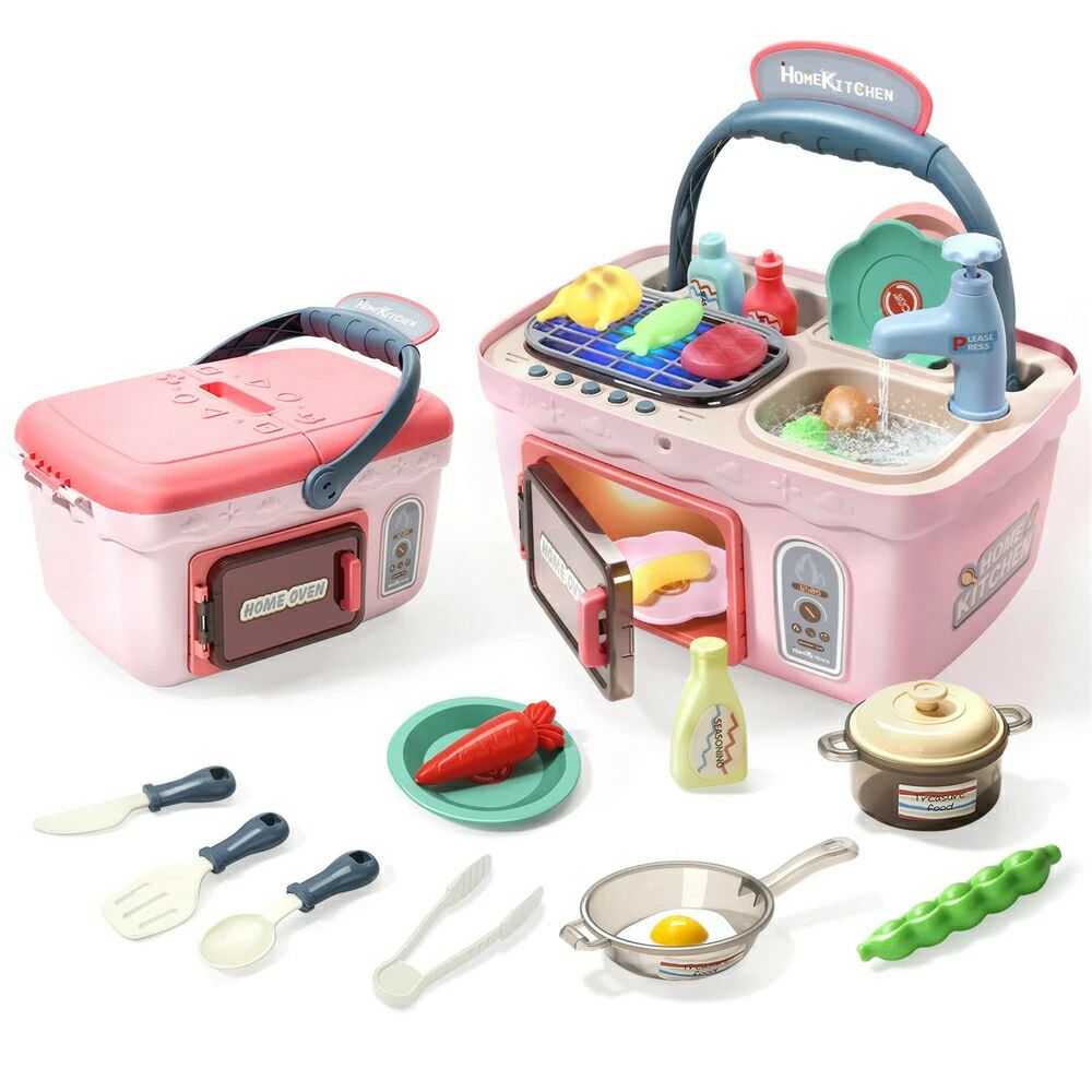 商品説明【収納式キッチンセット】小さいサイズに収納できるので、持ち運びが便利です。ピクニックみたいに遊べます。セット内容：本体*1 プレート*4 お鍋*1 フライパン*1 BBQクリップ*1 調味料*3 エンドウ豆*1 ブロッコリー*1 き...