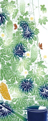 ゴーヤーカーテンゴーヤカーテン/サイズ：約35×90cm/54403・パッケージ個数:1・サイズ:約36×90cm・重量:約40g・材質:綿・原産国:日本・注染方法を用いておりますので、手拭い一枚一枚の風合いが異なります生い茂るゴーヤの葉が...