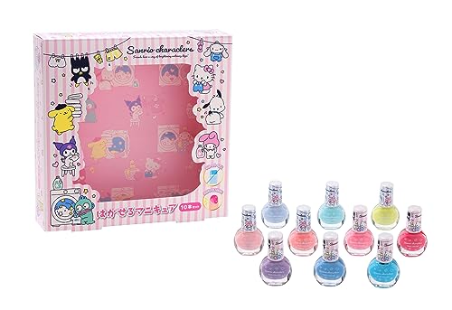 10本セットRM/-/230729・C'23 SANRIO H、C2023 SANRIO CO. LTD.TOKYO JAPANHはがせるマニキュアの10本セット。カラフルなマニキュアで、指先のおしゃれを楽しんじゃお マニキュアは水溶性で、...