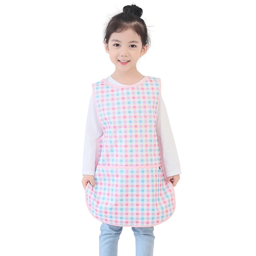 Pink Check/XL/TC002-15-XL・Size:XLColor:Pink Check・アート＆給食用エプロン 　お絵かき、クラフト活動、給食や食事の場面で活躍する2WAYスモックエプロン。幼稚園や保育園で大活躍。・ノースリーブ...