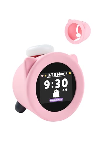 ピンク/-/-・ぴったり合う：このシリコン保護カバーはAlarmo アラーモ 専用 ケースで、Alarmo の形状にぴったり合う専用設計で、隙間のない保護を提供します。正確な穴の開口部があり、充電に影響しません・可愛い3D猫耳：保護カバーの...