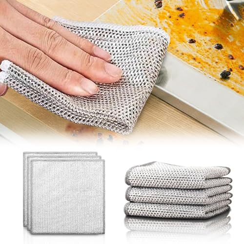 キッチンタオル銀、3個/20*20/SMZTCFB06YSW-LFJP-ZTFT・Color:銀、3個・製品詳細：3個、品名：リバーシブル竹炭キッチンクロス、材質：PVAクリーナー繊維、竹炭繊維、メッシュ状／サイズ：20 cm*20 cm／...