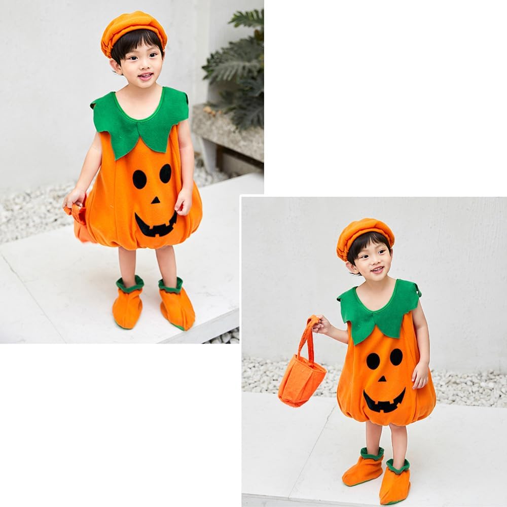 【素材】ポリエステル 【3点セット】着ぐるみ、帽子、ソックス 【定番カボチャコスチューム】かぶりタイプの衣装でお着替え簡単、手軽に可愛く楽しいハロウィンを演出します。 【様々な場面に大活躍】ハロウィンだけでなく、子供の日、演劇服装、映画、舞...