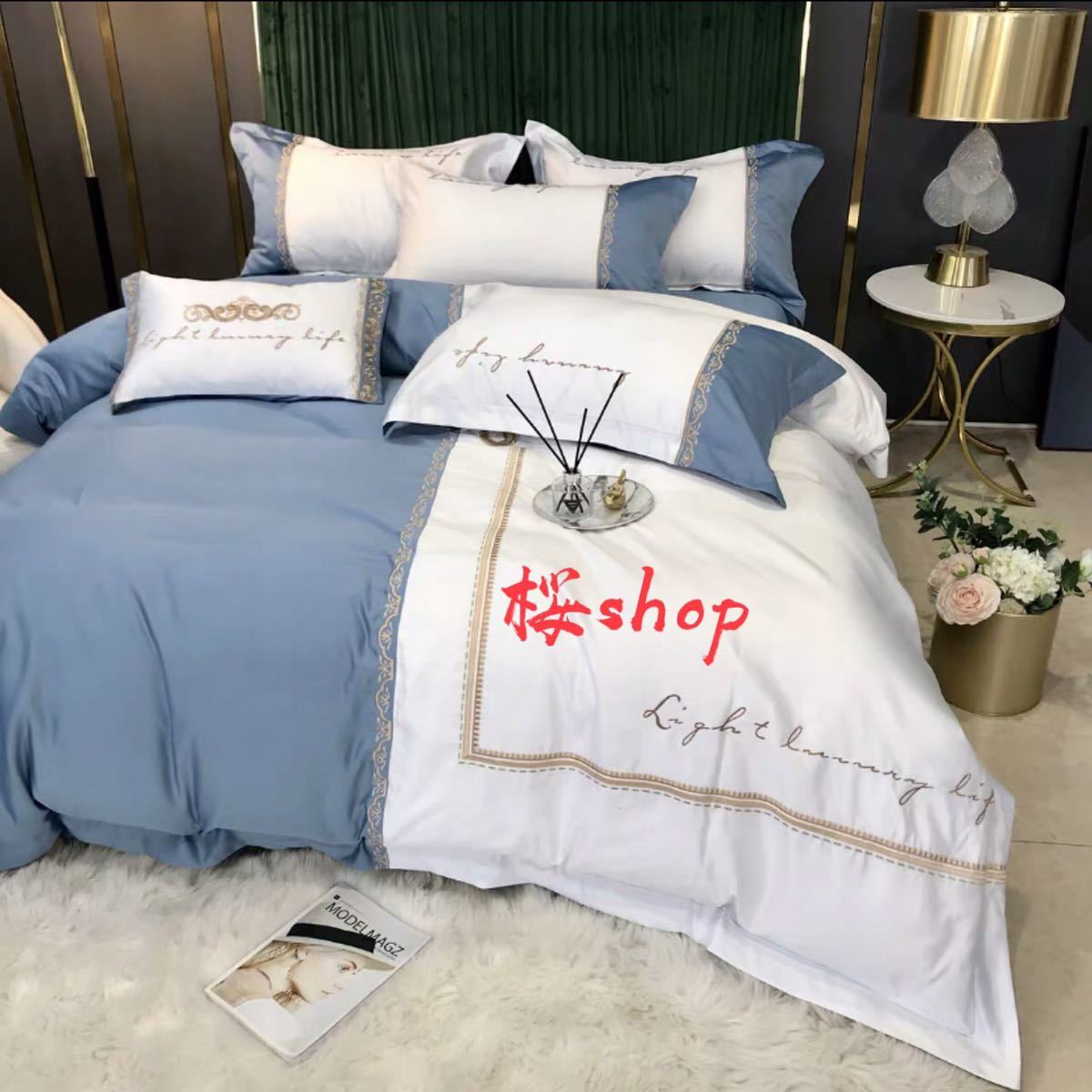 商品サイズ・組成について（カバー4点セット)【素材】ポリエステル 100％ベッドパッド1点 ：150x200（cm）掛布団カバー1点： 約200x230 （cm）枕カバー2点： 約48x74cm★購入後のキャンセルは、ご遠慮ください。★検品...