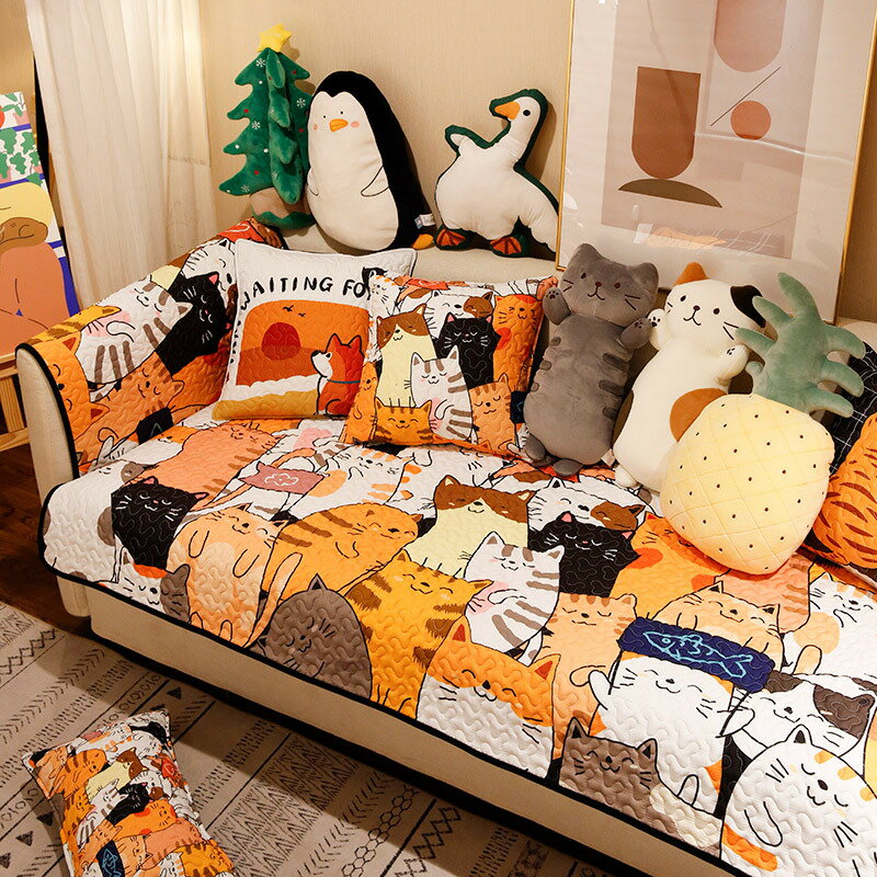 SO21ソファーシート ソファーカバー シーズン通用タイプ サイズオーダー可能 滑りどめ生地 猫柄 ソファーカバー A/SO21シートカバー :一点 : 70 x 150 （cm)二点 : 70 x 70 (cm)材質:ポリエステル、エステ...